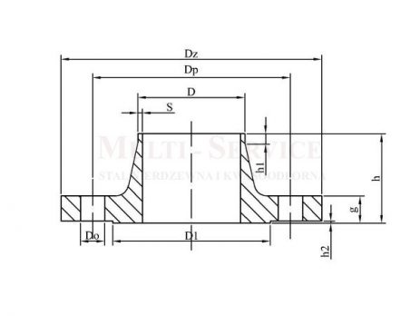Welding neck flange PN16 DIN 2633 EN 1092-1 - Multi-Service